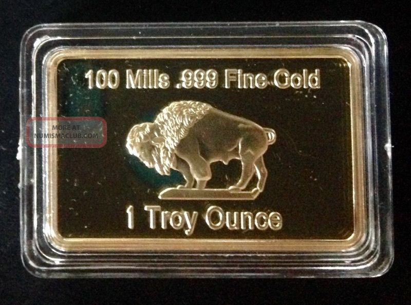 1 Troy Oz 24k 999 Gold Bar American Buffalo 2014 Clad