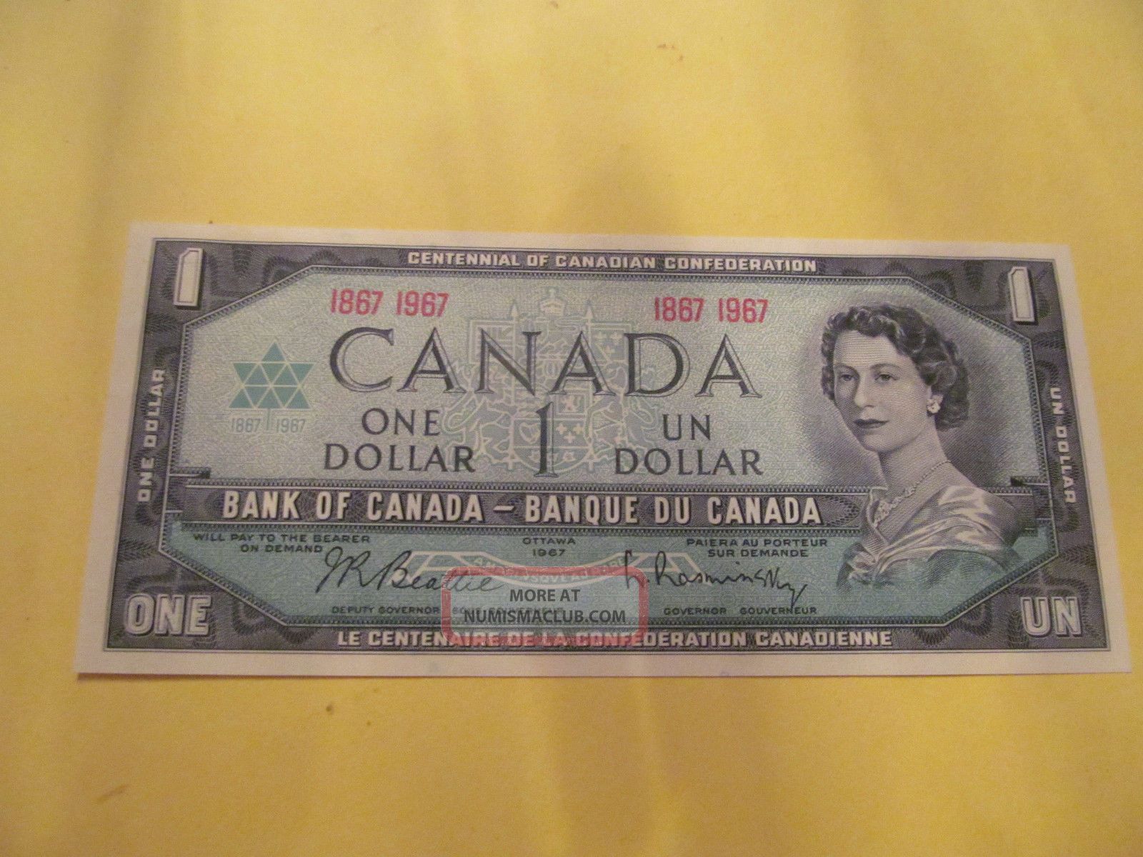 b5 Canada 1967 Centennial One Dollar Bill b5 Canada 1967 Centennial One Dollar Bill