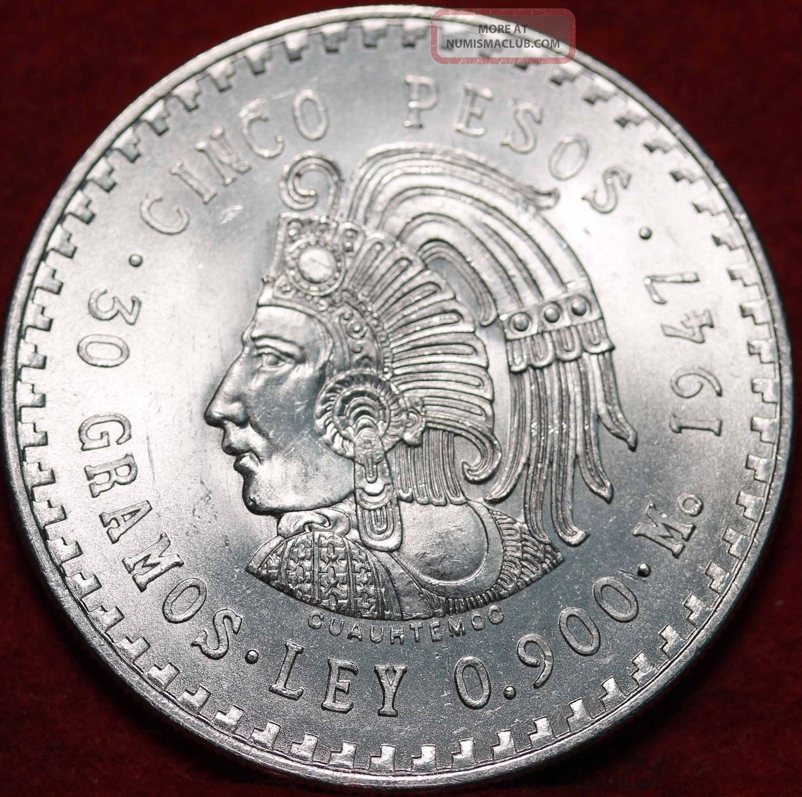 Uncirculated 1947 Mexico 5 Pesos Silver Foreign Coin S h Uncirculated 1947 Mexico 5 Pesos Silver Foreign Coin S h