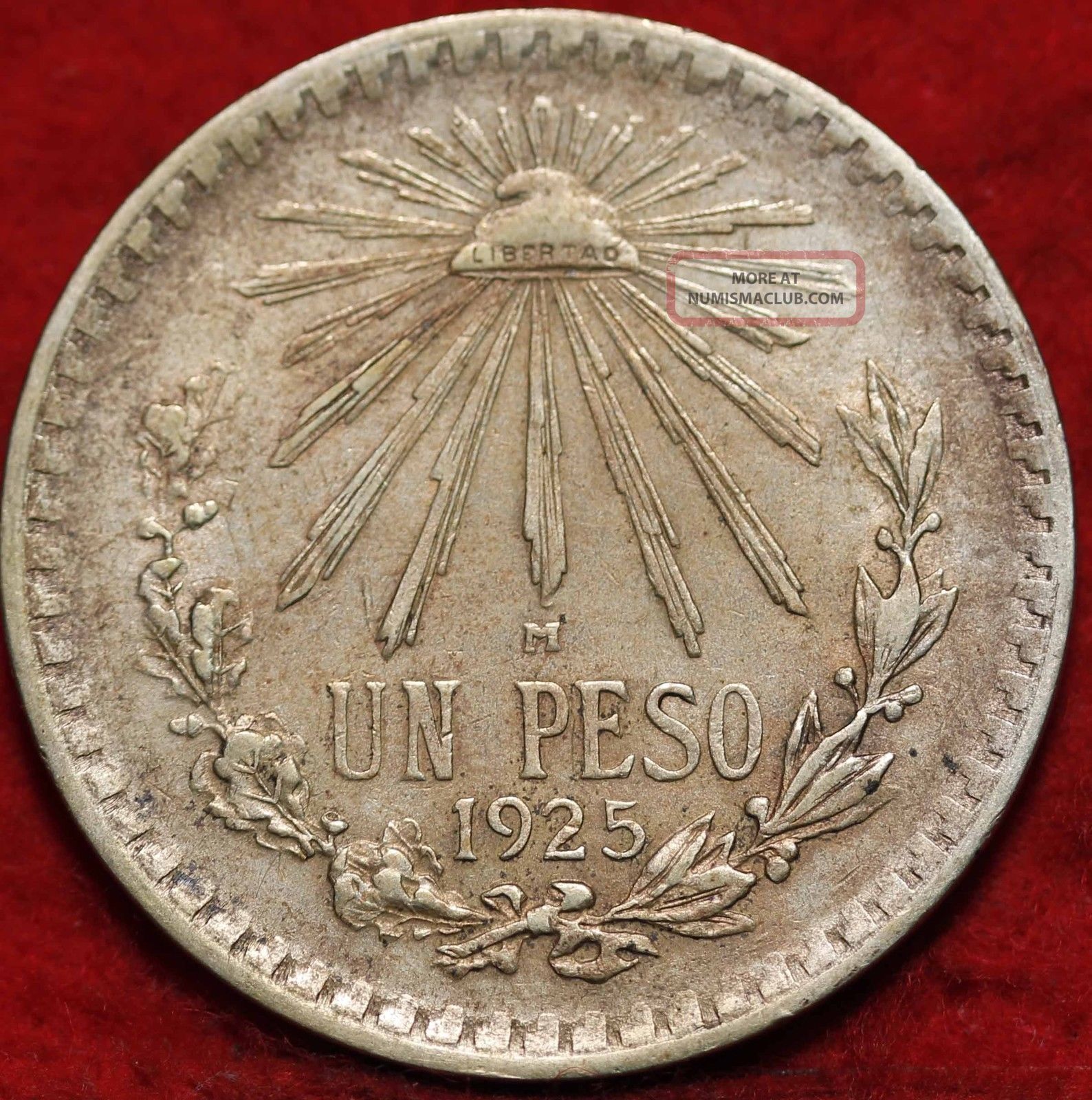 1925 Mexico Un Peso Silver Foreign Coin S h