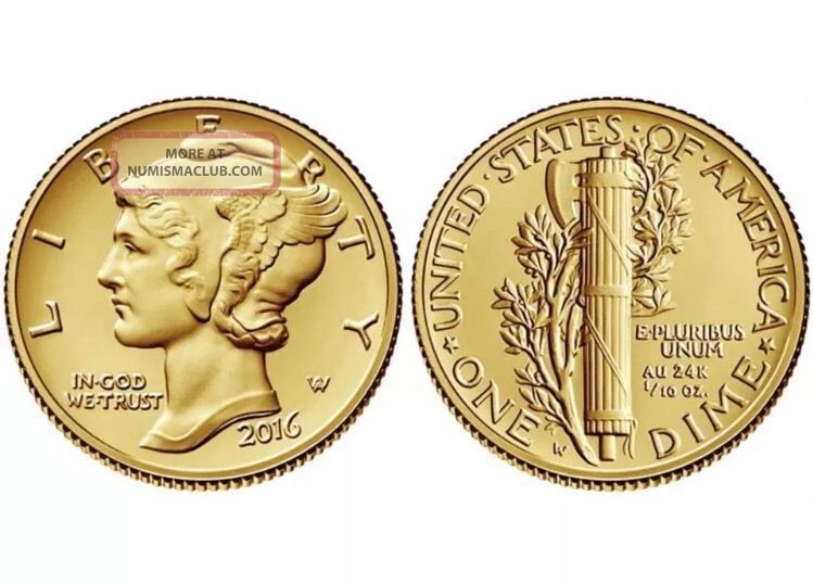 2016 Mercury Dime Centennial Gold Coin 1/10 Oz 24k Gold - Blow Out 2016 Mercury Dime Centennial Gold Coin 1/10 Oz 24k Gold - Blow Out