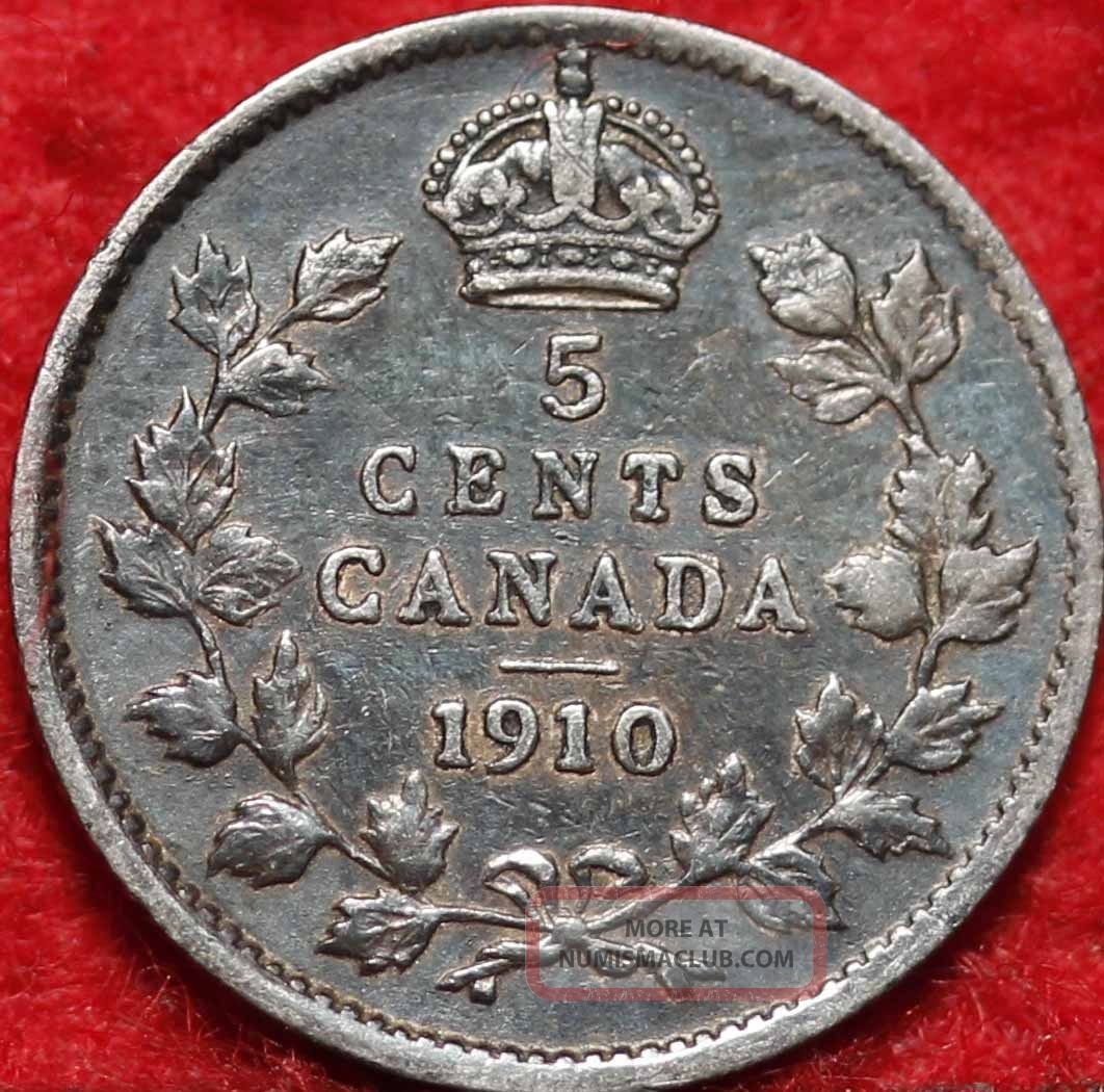 1910 Silver Canada 5 Cents Foreign Coin S h 1910 Silver Canada 5 Cents Foreign Coin S h