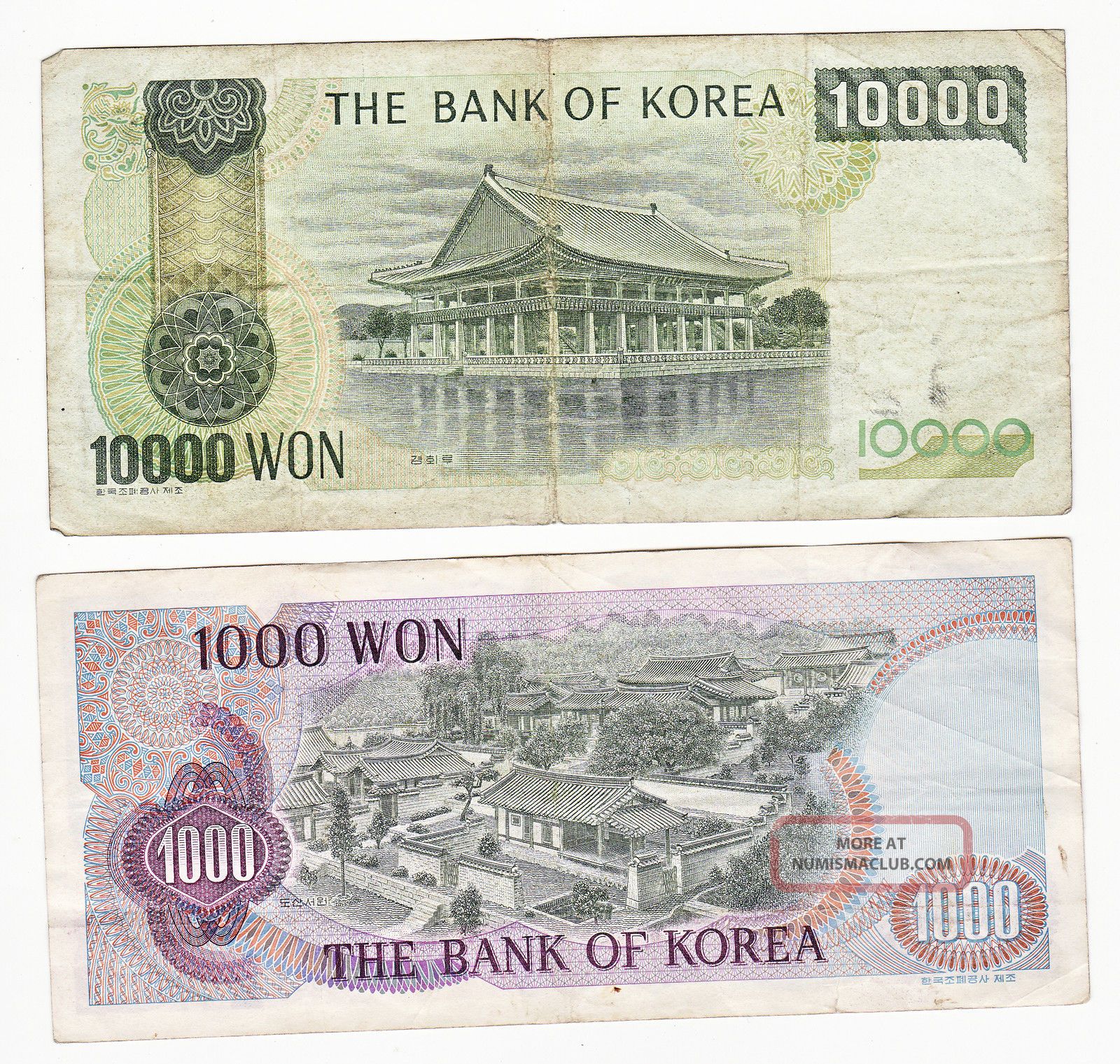 Korea 1000 1 000 Won 10000 10 000 Won Circulated