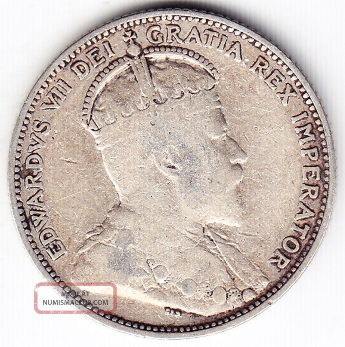 1910 Canada Silver Twenty Five Cent Quarter Coin