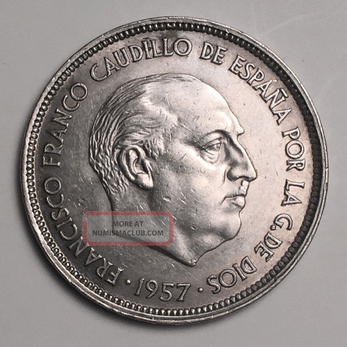 1957 58 Spain 25 Pesetas Xf Key Date Fp175 1957-58-spain-25-pesetas-xf-key-date-fp175