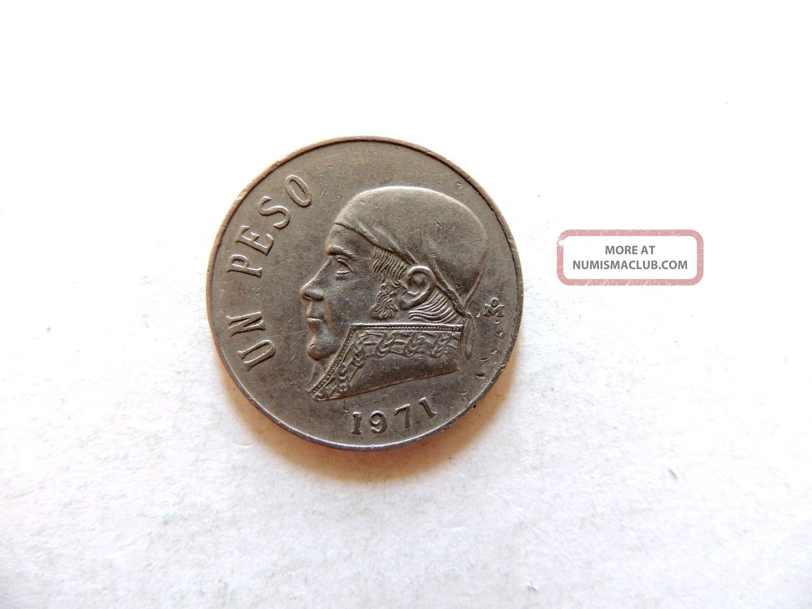 1971 Mexican Un 1 Peso Coin 1971 Mexican Un 1 Peso Coin