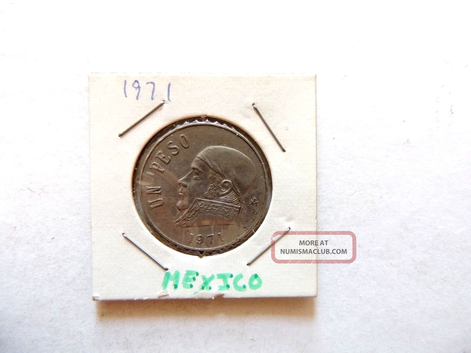 1971 Mexican Un 1 Peso Coin 1971 Mexican Un 1 Peso Coin
