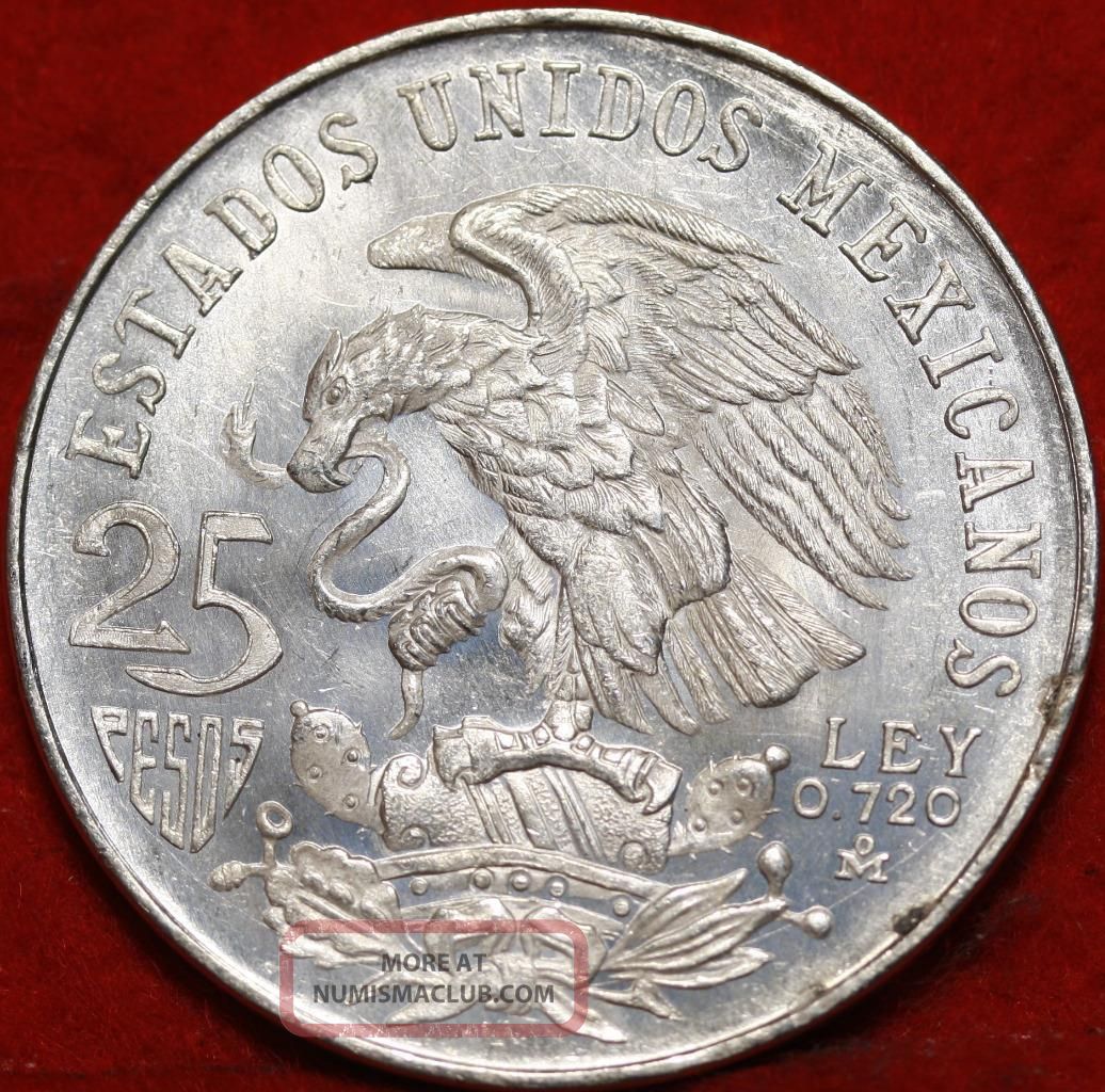 Uncirculated 1968 Mexico 25 Pesos Silver Foreign Coin S/h Uncirculated 1968 Mexico 25 Pesos Silver Foreign Coin S/h