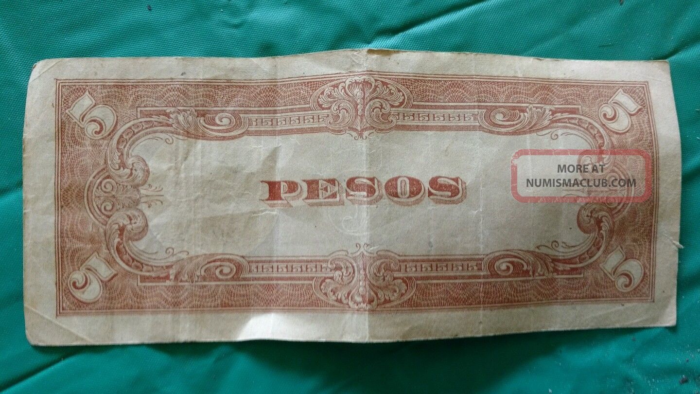 The Japanese Government Five 5 Pesos Note Rare Good Shape The Japanese Government Five 5 Pesos Note Rare Good Shape