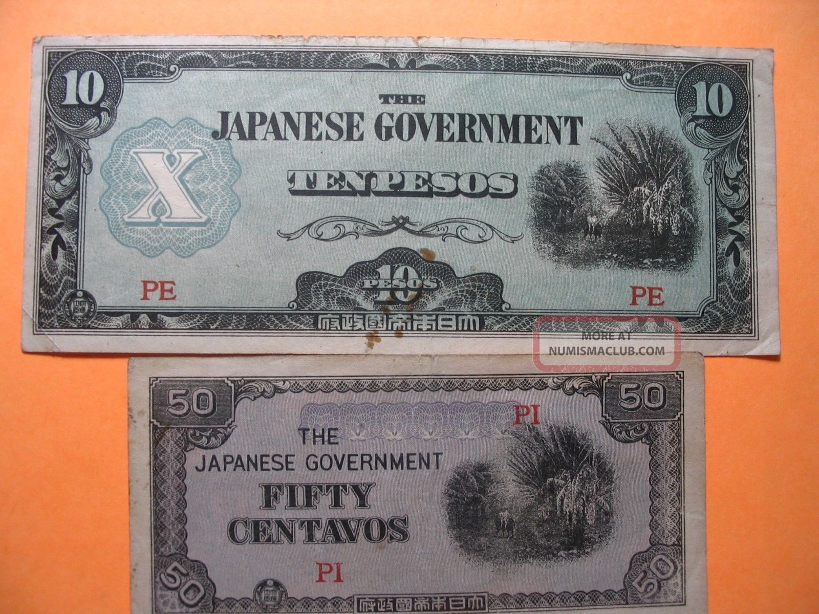 2 Japanese Goverment Currency Bills 10 Pesos Fifty Centavos Take A Look 2 Japanese Goverment Currency Bills 10 Pesos Fifty Centavos Take A Look