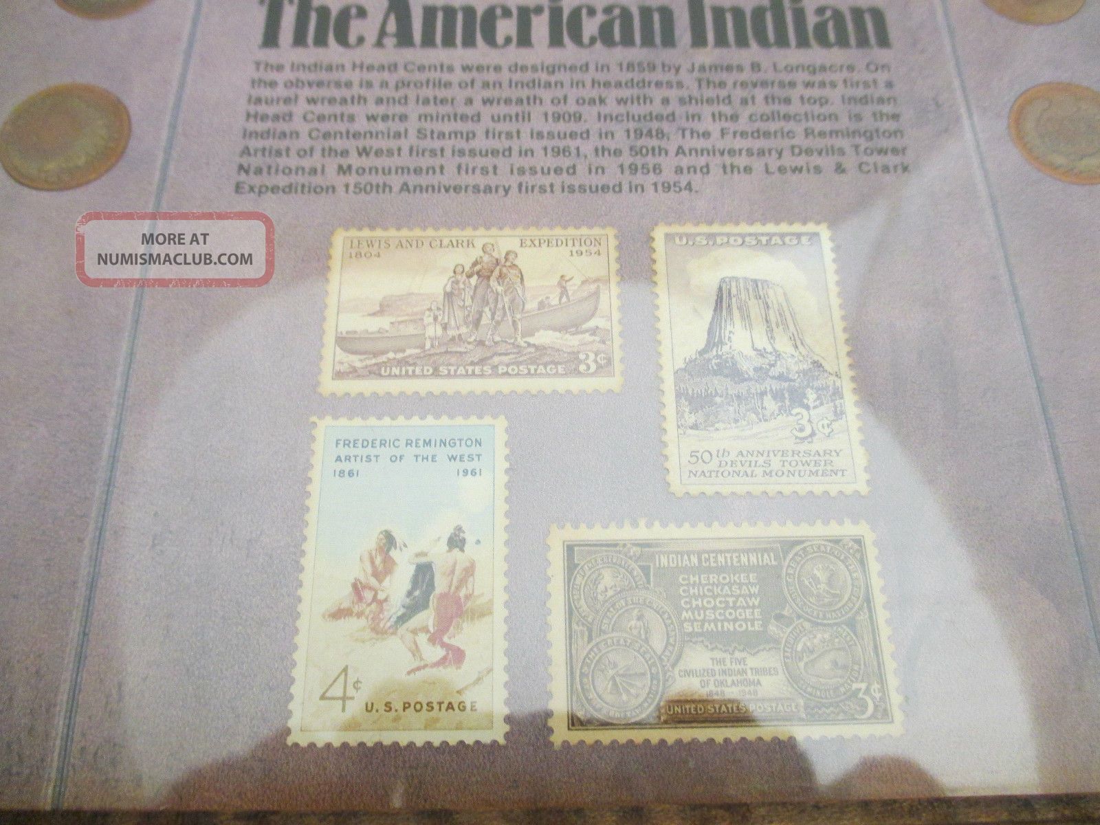 Framed Commemorative " The American Indian " 8 Indian Head Cents & 4 ...