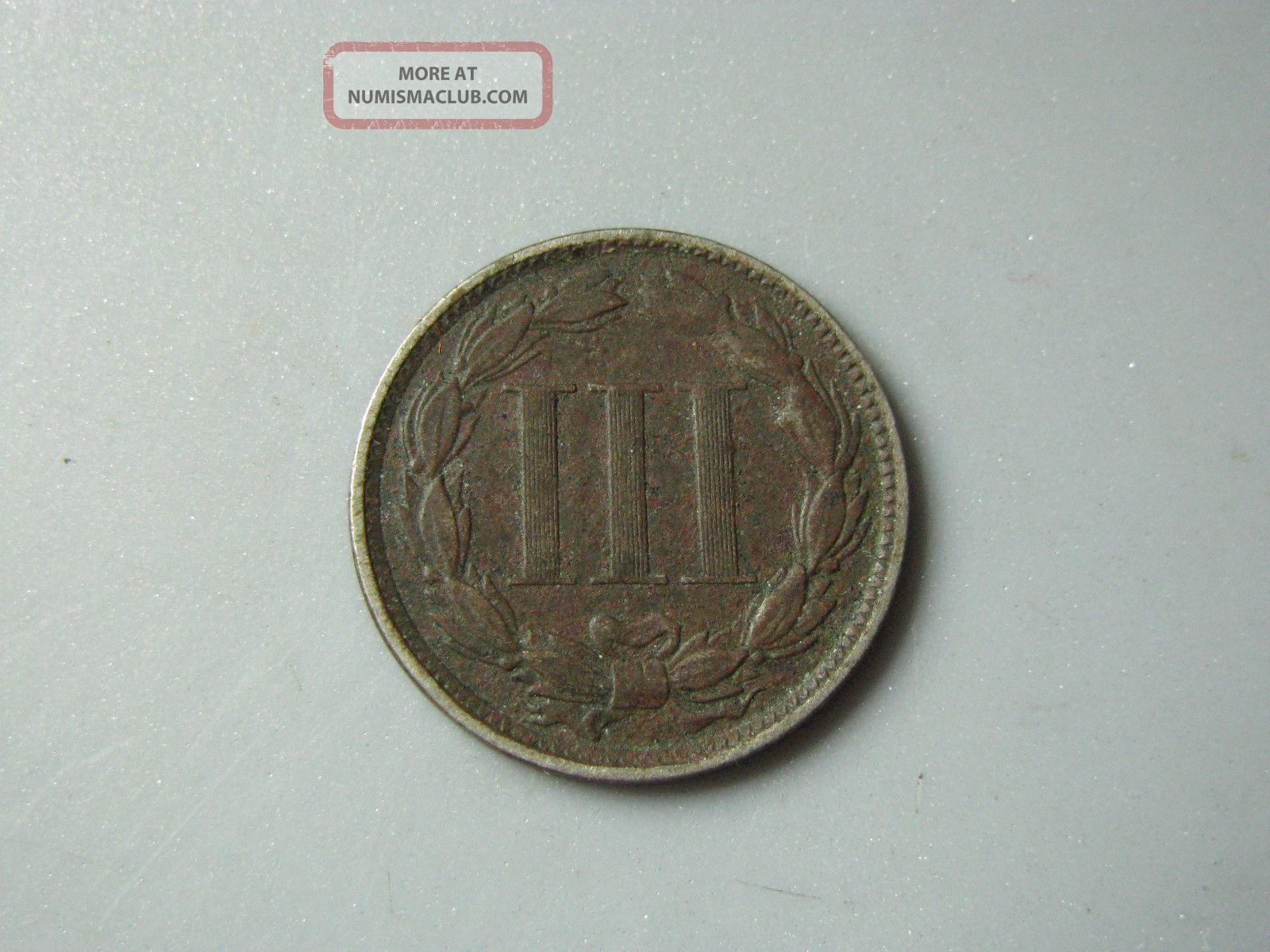 1865 Three Cent Nickel U. S. Coin Vf