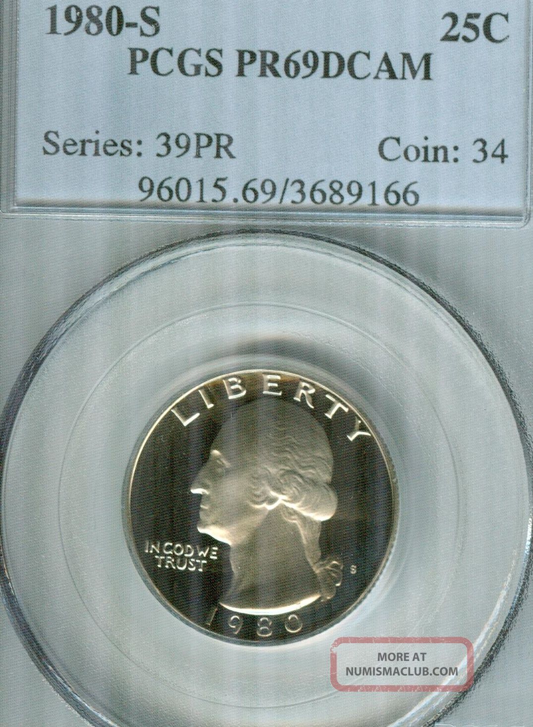 1980 - S Proof Washington Quarter Pcgs Pr69dcam (rl13)