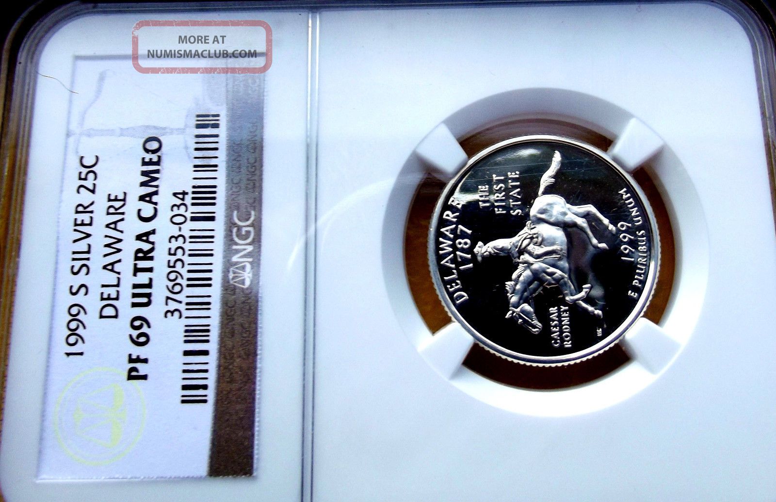 1999 - S Ngc Pf69 Ultra Cameo Silver Delaware State Quarter. 25c 1999 - S Ngc Pf69 Ultra Cameo Silver Delaware State Quarter. 25c