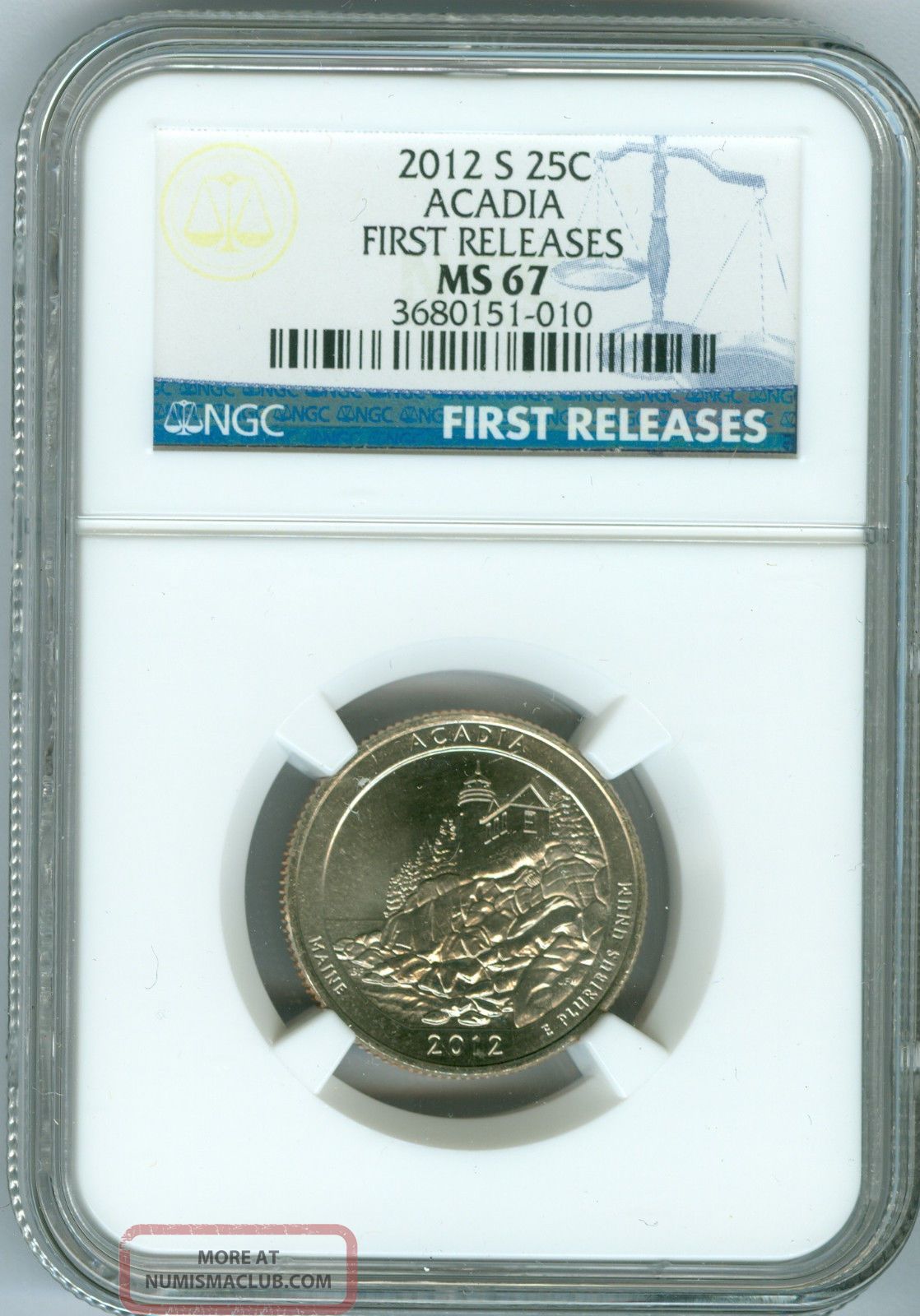 2012 - S Acadia Parks Quarter Ngc Ms67 Fr 2nd Finest Registry Blue Label