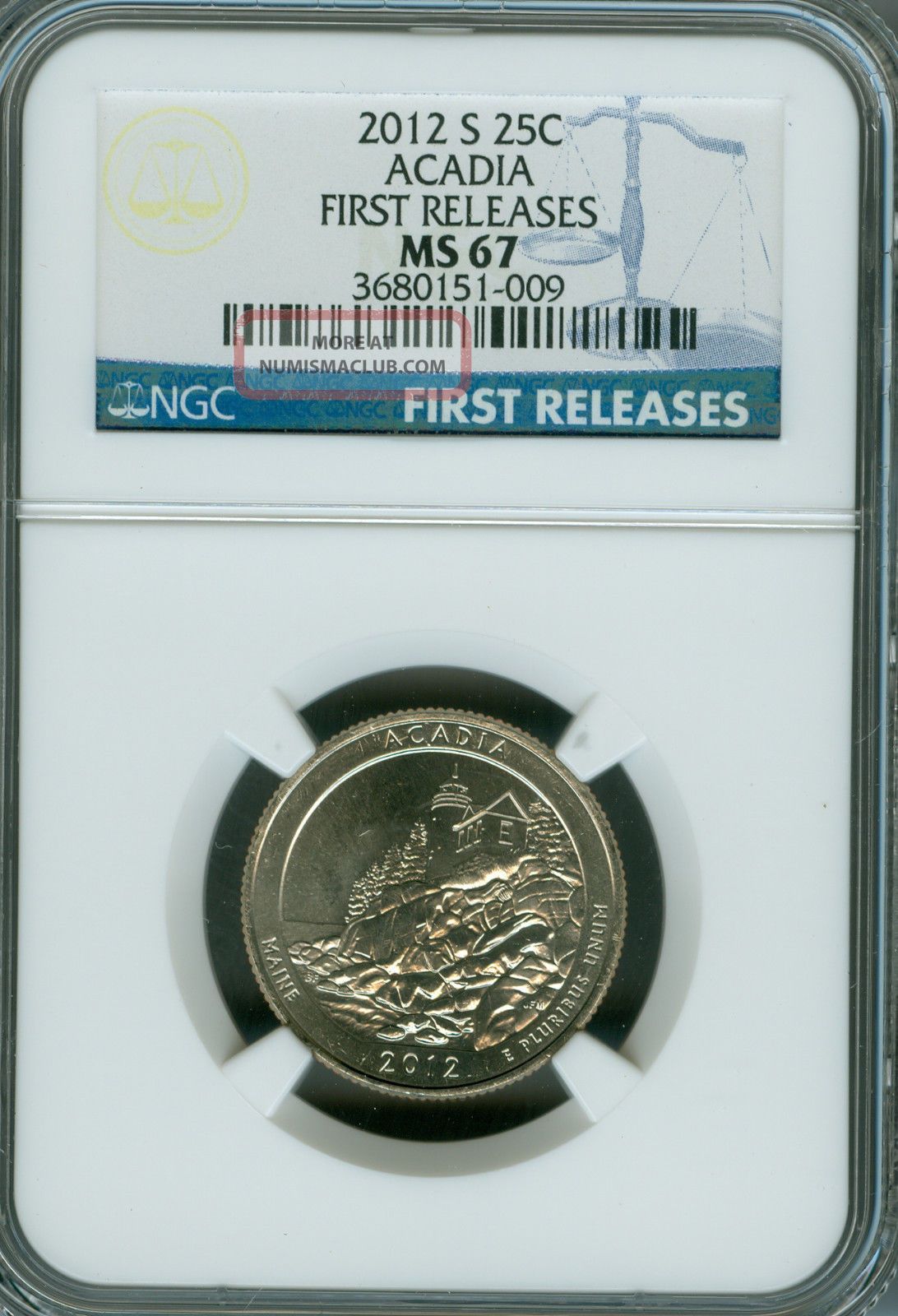2012 - S Acadia Parks Quarter Ngc Ms67 Fr 2nd Finest Registry Blue Label