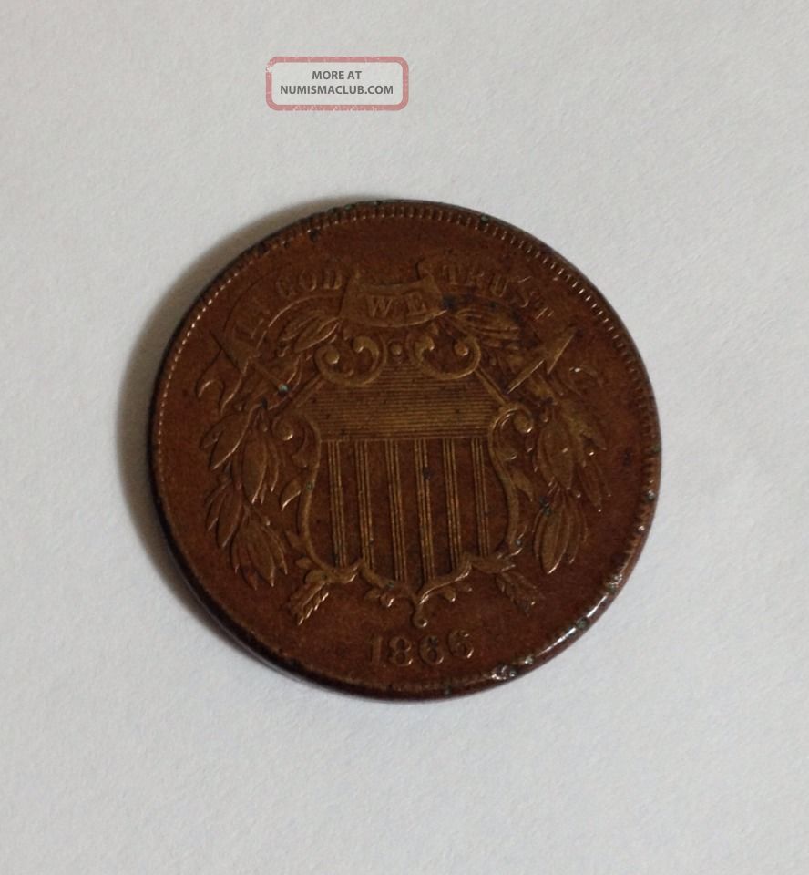 1866 Two Cent Piece Xf United States Coin