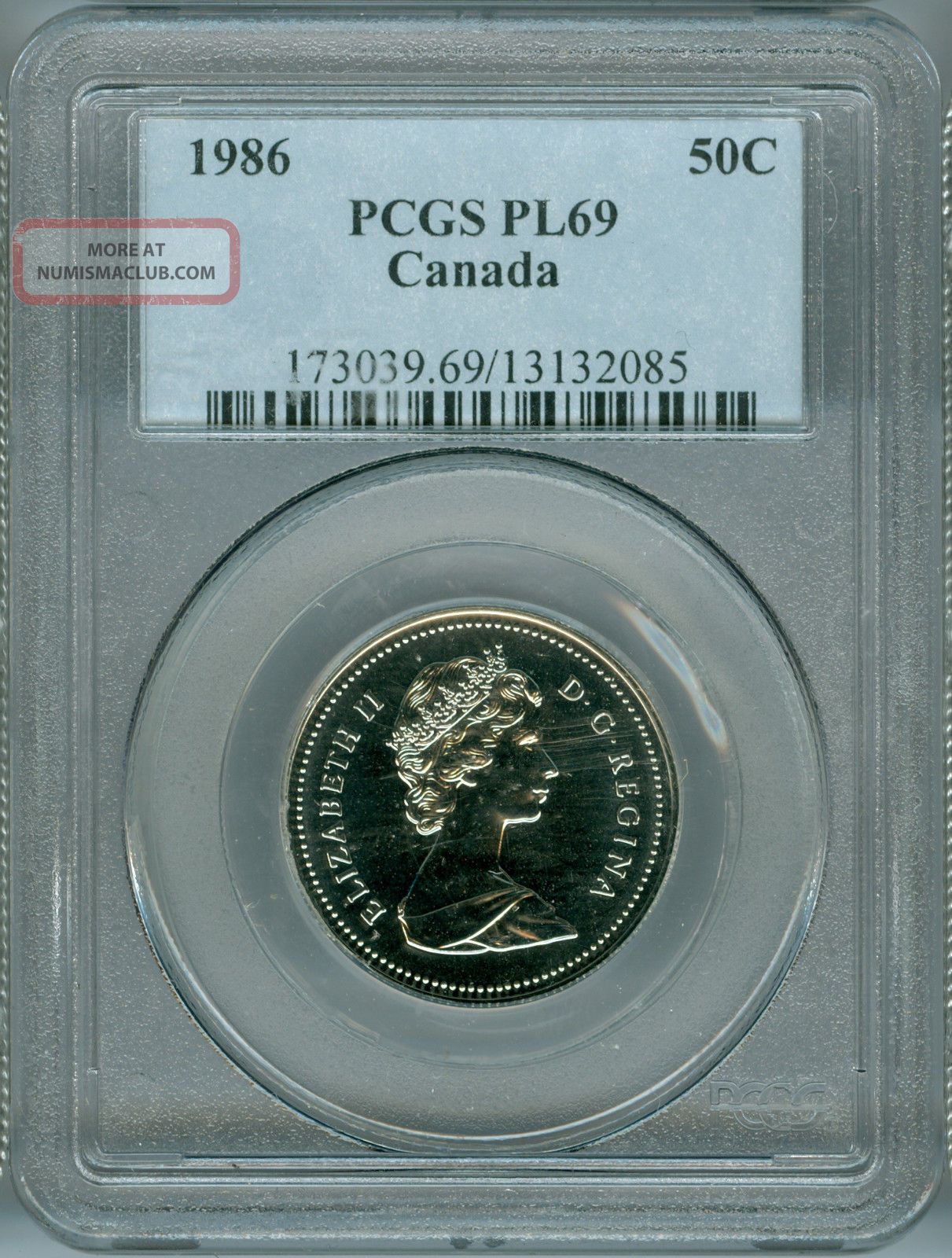 1986 Canada 50 Cents Pcgs Pl - 69 Solo Finest Graded Very Rare