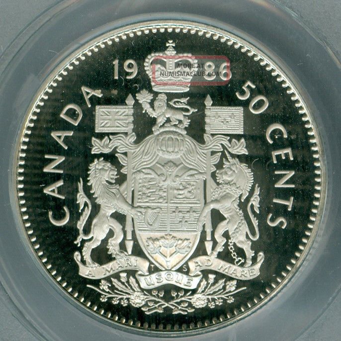 1986 Canada 50 Cents Pcgs Pr69 Ultra Heavy Cameo Finest Graded