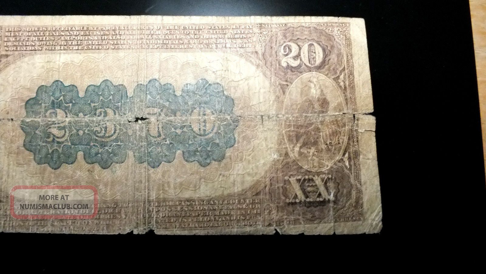 Rare $20 1882 Chase National Bank National Currency Bank Brown Back Note