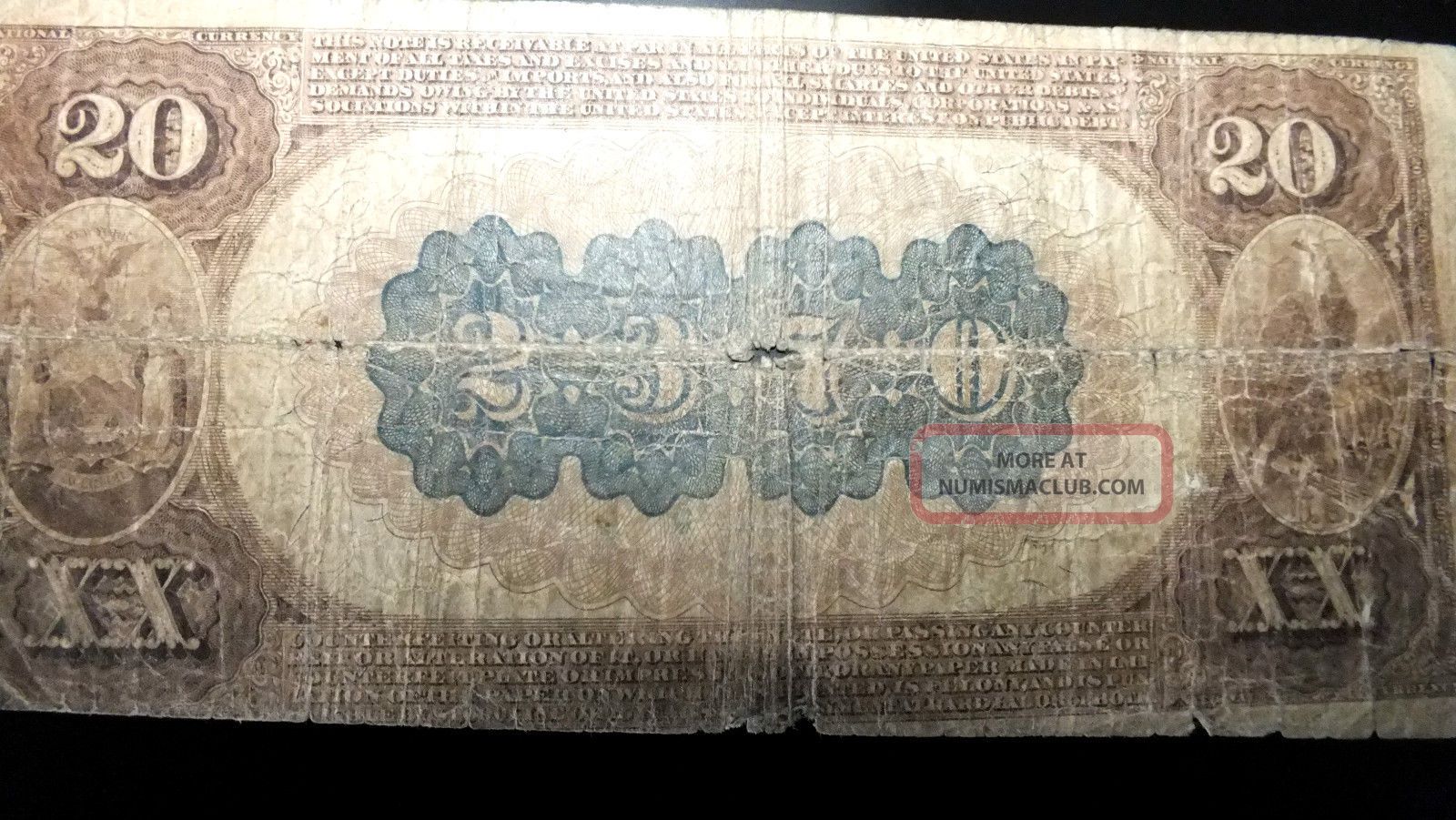 Rare $20 1882 Chase National Bank National Currency Bank Brown Back Note