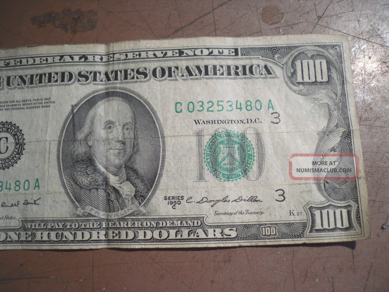 1950 C 100 00 Dollar Bill Green Seal 1950 C 100 00 Dollar Bill Green Seal