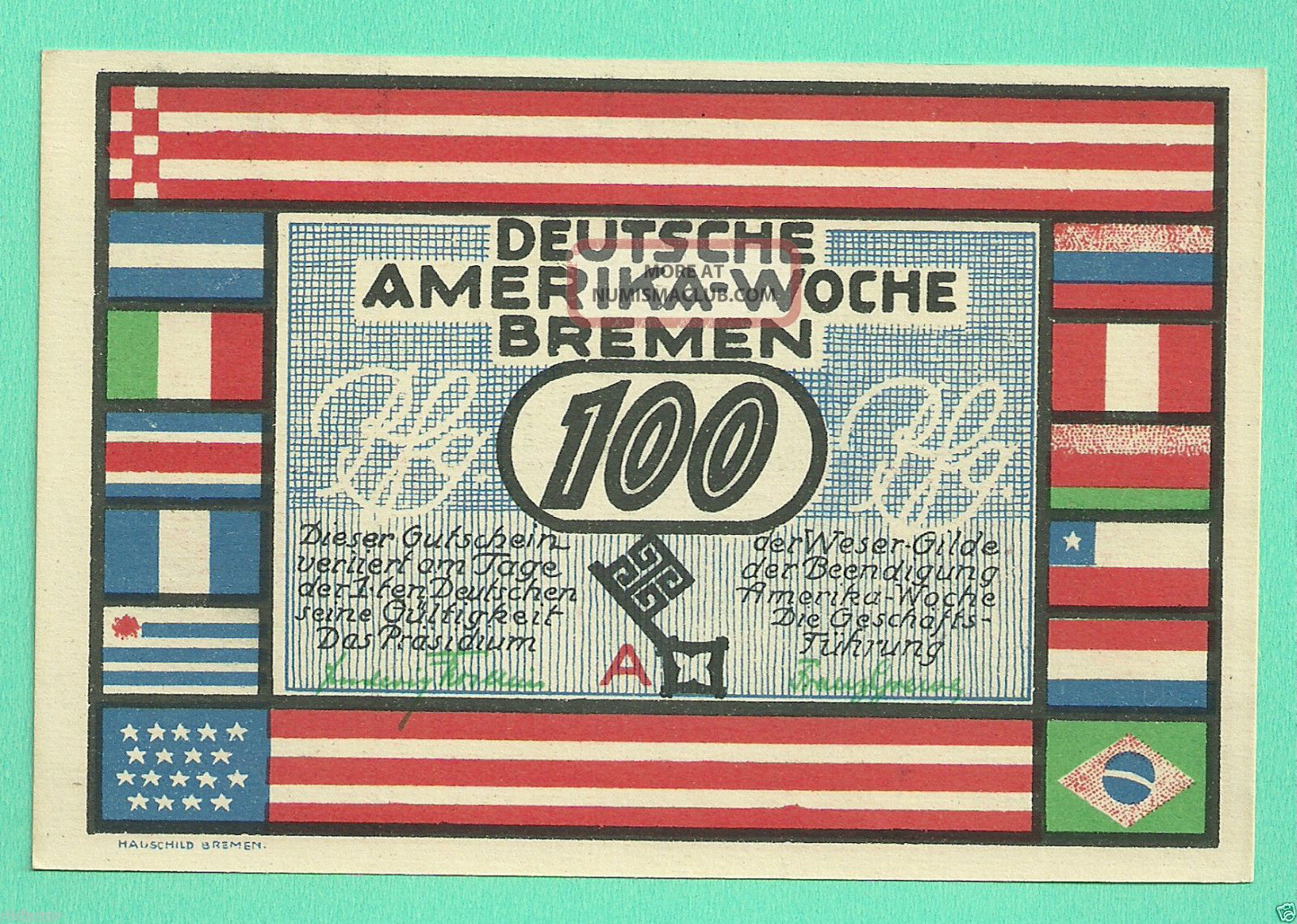 Germany Bremen (1922) 100 Pfg. Unc Gem Crisp Notgeld (bremen)