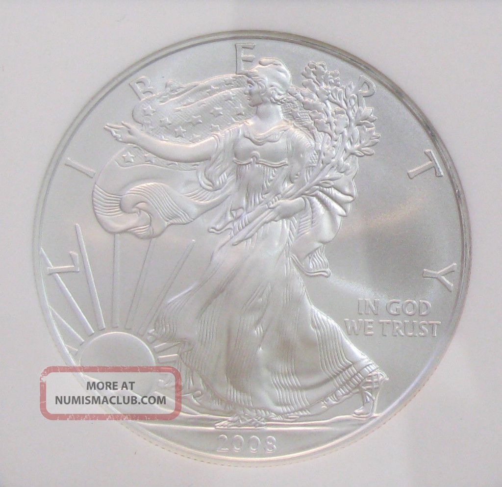 2008 Ngc Gem Uncirculated American Silver Eagle - Early Release