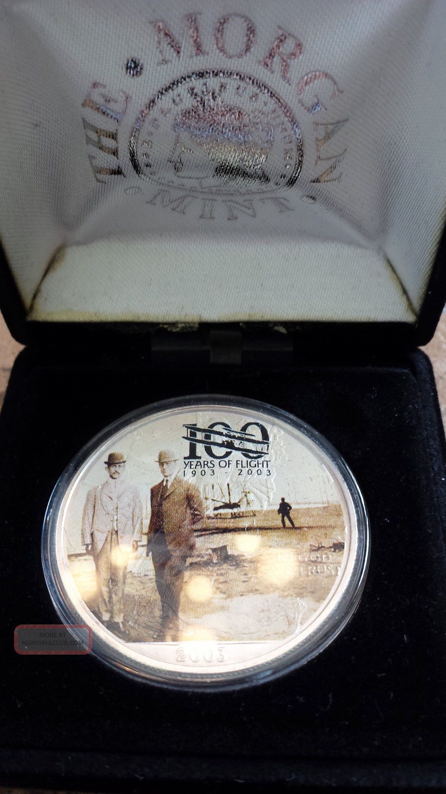 2003 100 Years Of Flight Colorized U. S. Silver Eagle W/coa