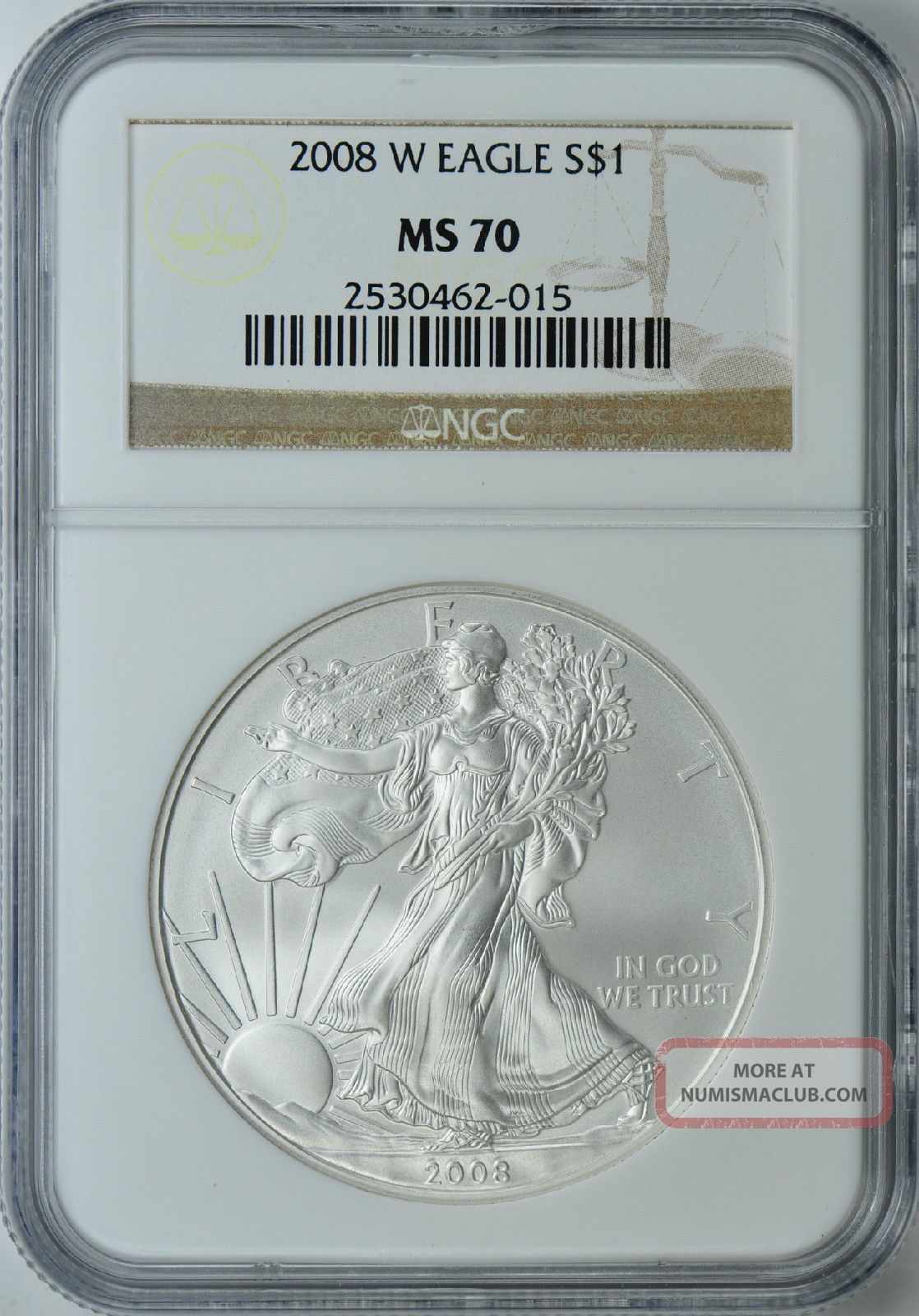 2008 - W American Silver Eagle (ngc Ms 70)