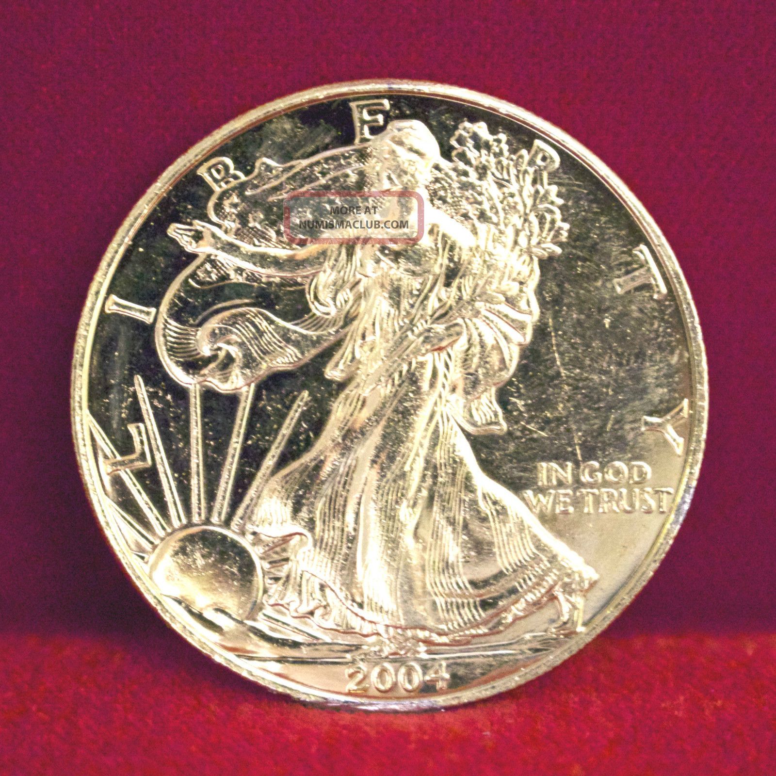 2004 American Eagle 1oz Silver Coin Gold Dipped