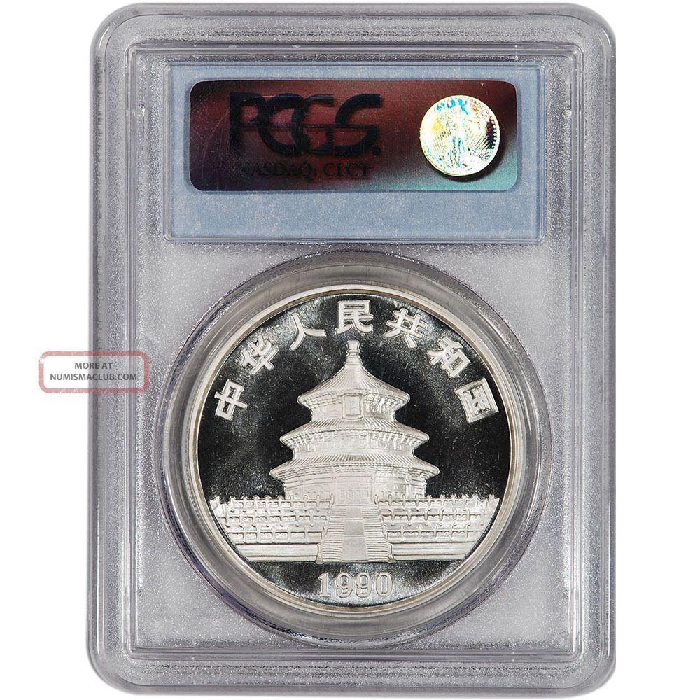 1990 China Silver Panda (1 Oz) 10 Yuan - Pcgs Ms69