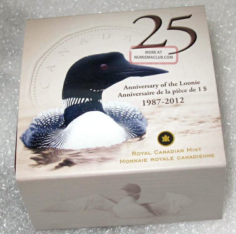 2012 Canada Silver Dollar Two Loons, 25 Anniversary Color Loon 1 Oz -. 9999 Pure