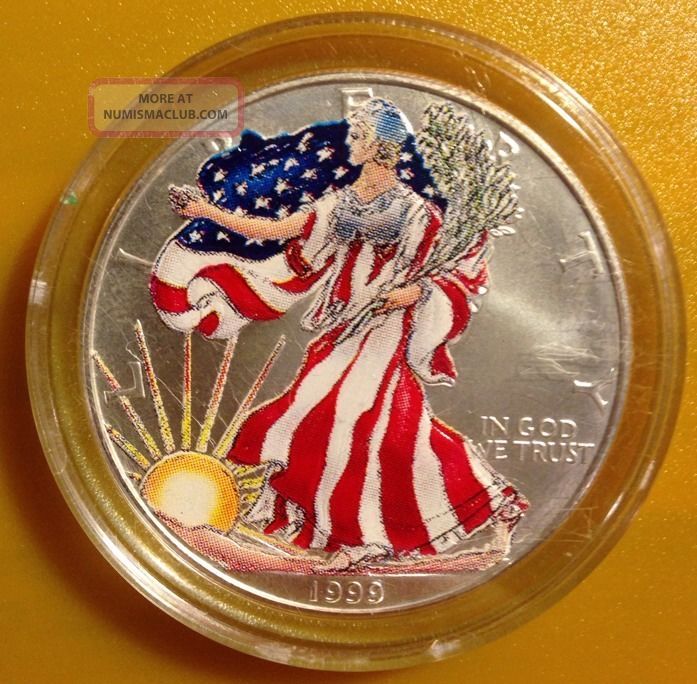 1999 Painted American Eagle Silver Eagle Coin 1 Oz