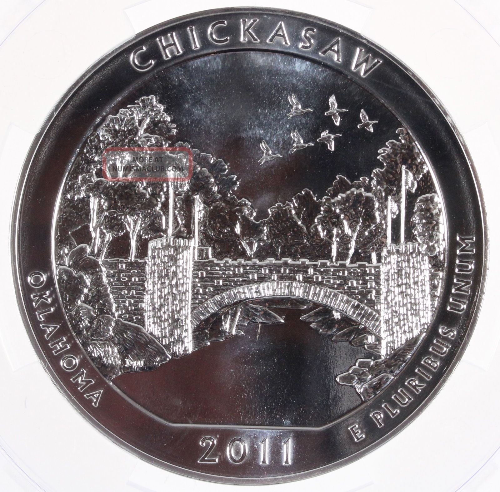 2011 Atb 25¢ 5oz Silver " Chickasaw " - Anacs Ms 69