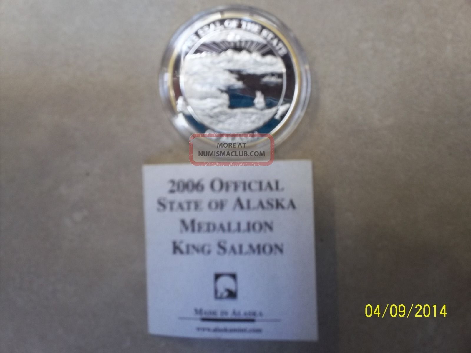 Alaska 2006 King Salmon 1 Ounce. 999 Fine Silver Medallion Alaska 2006 King Salmon 1 Ounce. 999 Fine Silver Medallion