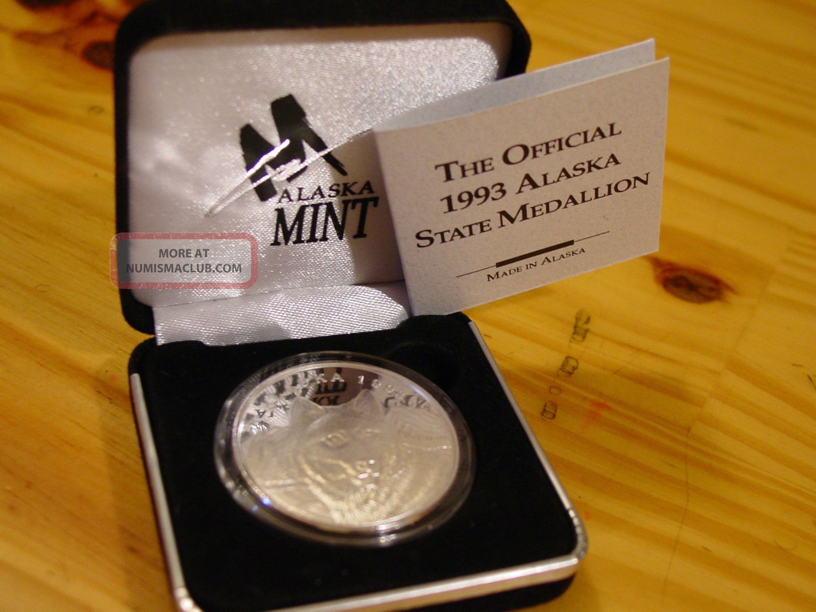 Alaska Official State 1993 Grey Wolf. 999 Silver Proof 1 Troy Oz Coin Rare