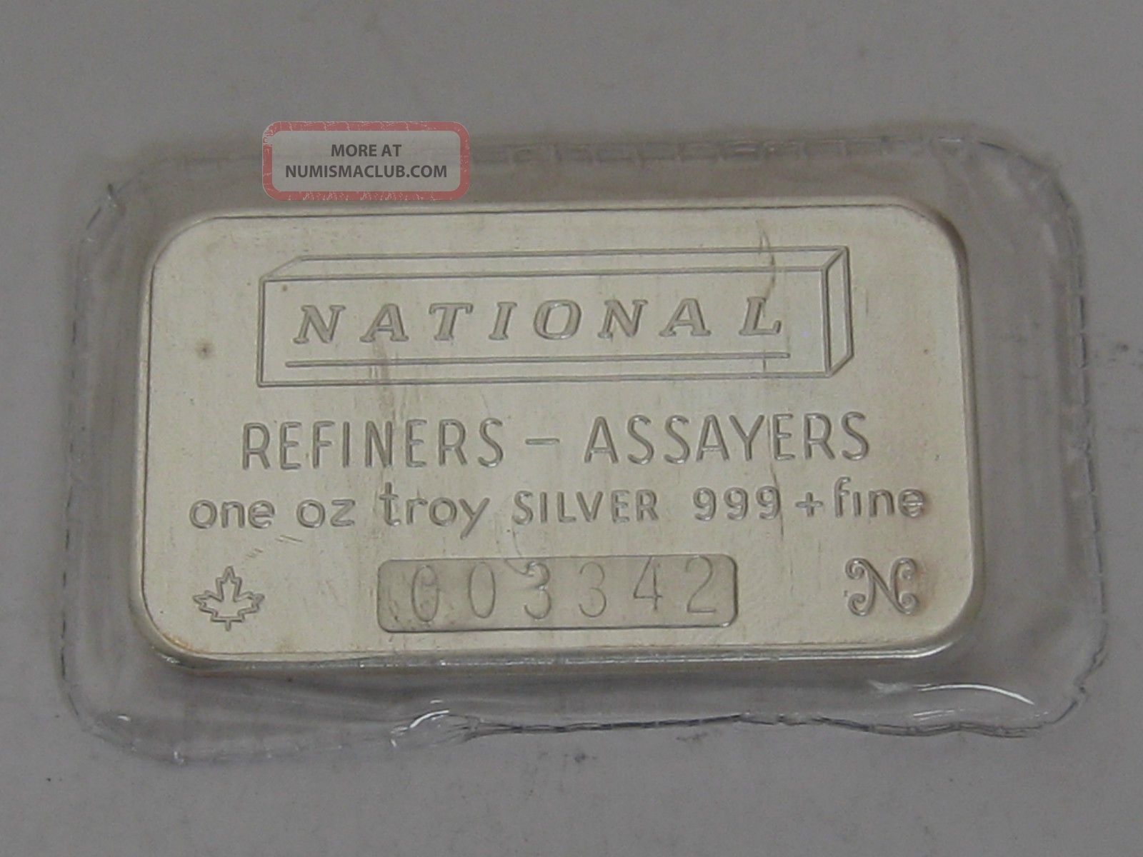 National Refiners Assayers Canada 1 Oz Silver Bar