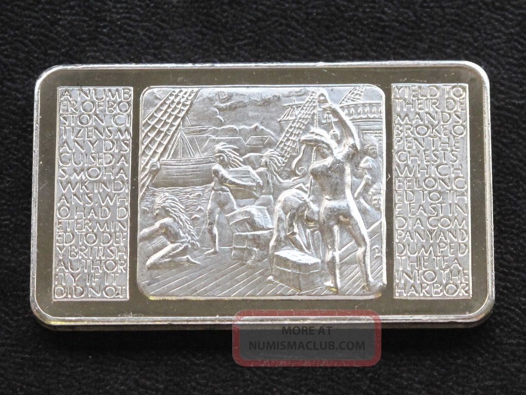 Boston Tea Party Bicentennial Silver Art Bar A8664