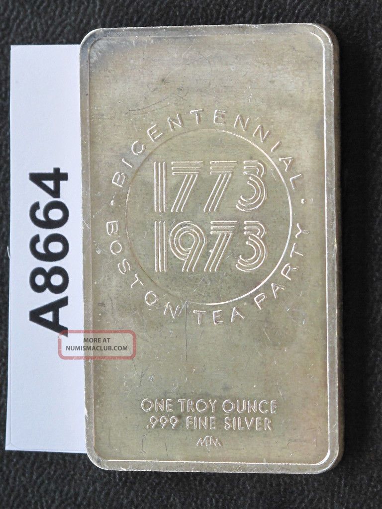 Boston Tea Party Bicentennial Silver Art Bar A8664