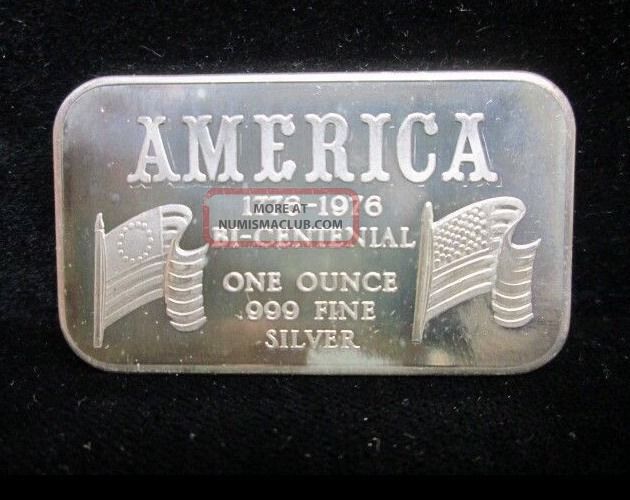 1976 America Bicentennial. 999 Fine Silver 1 Troy Ounce Bar