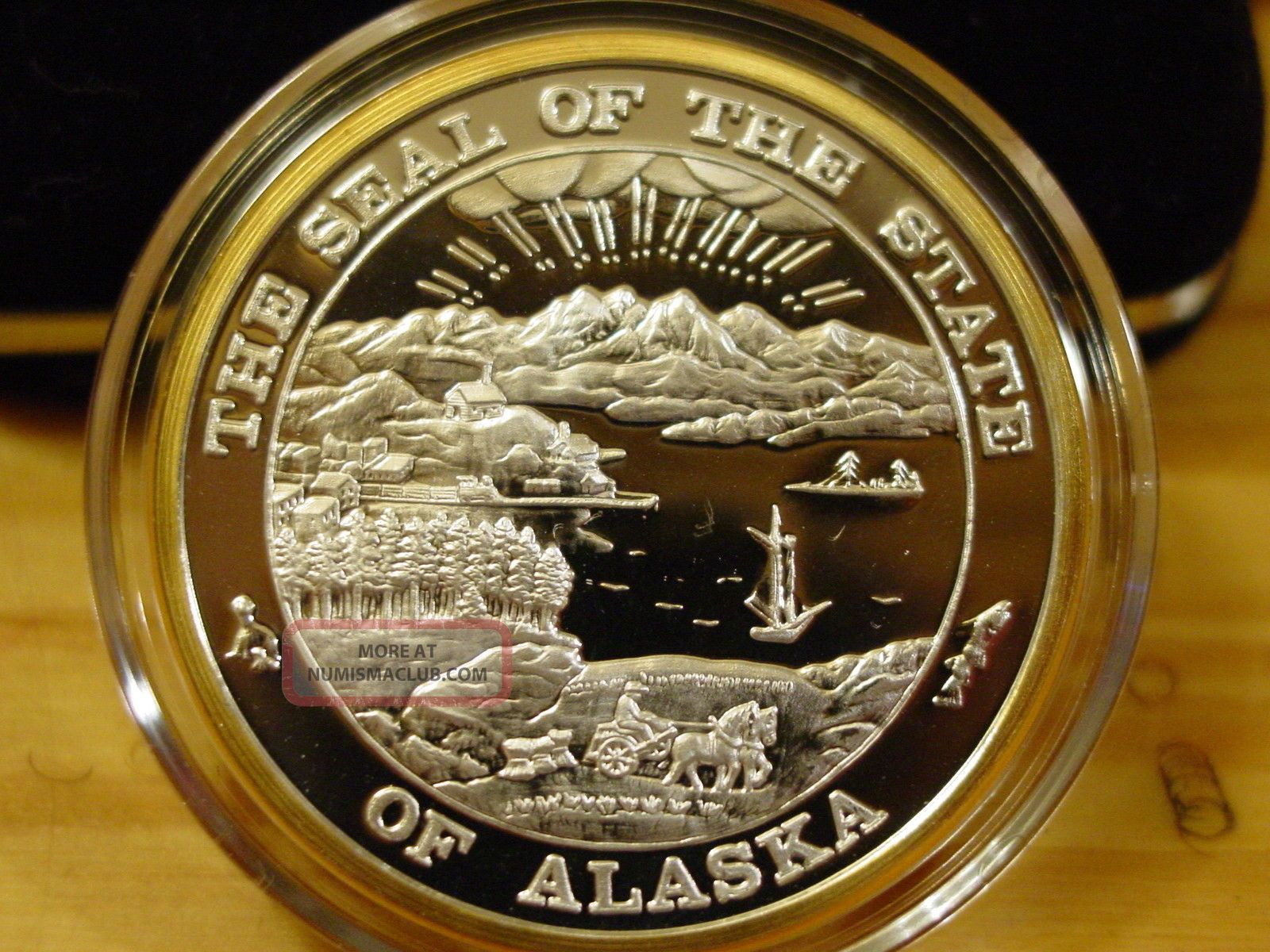 Alaska Official State 1996 Caribou. 999 Silver Proof 1 Troy Oz Gold Relief