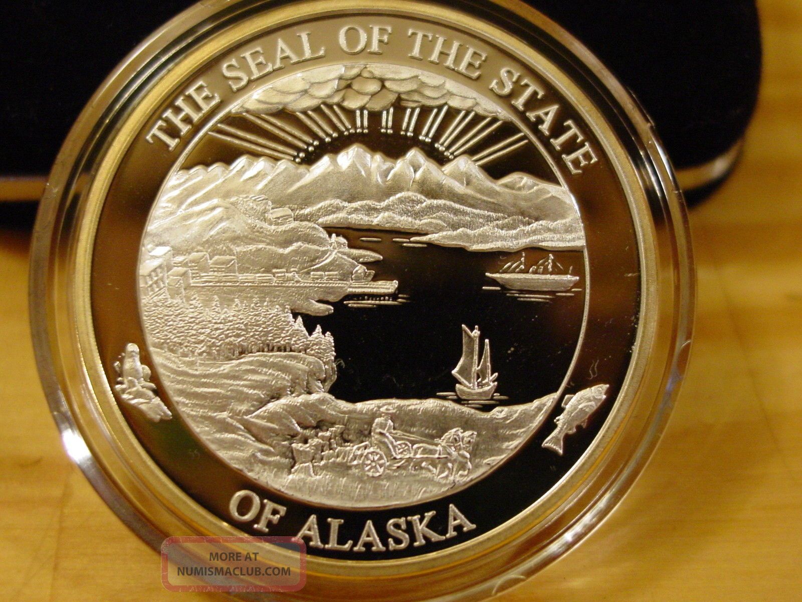 Alaska Official State 2003 Lynx. 999 Silver Proof 1 Troy Oz Gold Relief