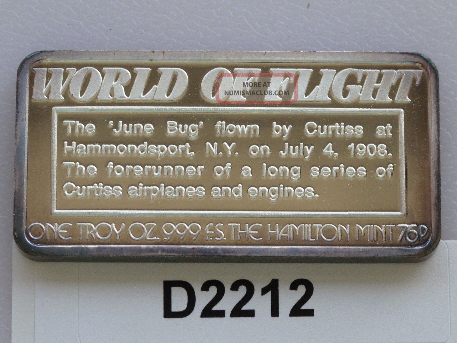 Glenn Curtis Silver Art Bar Hamilton World Of Flight D2212