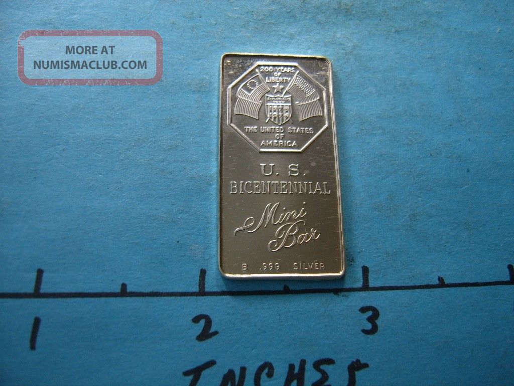 Us Bicentennial Flag 10 Grams Mini 999 Silver Bar Very Rare Size Cool