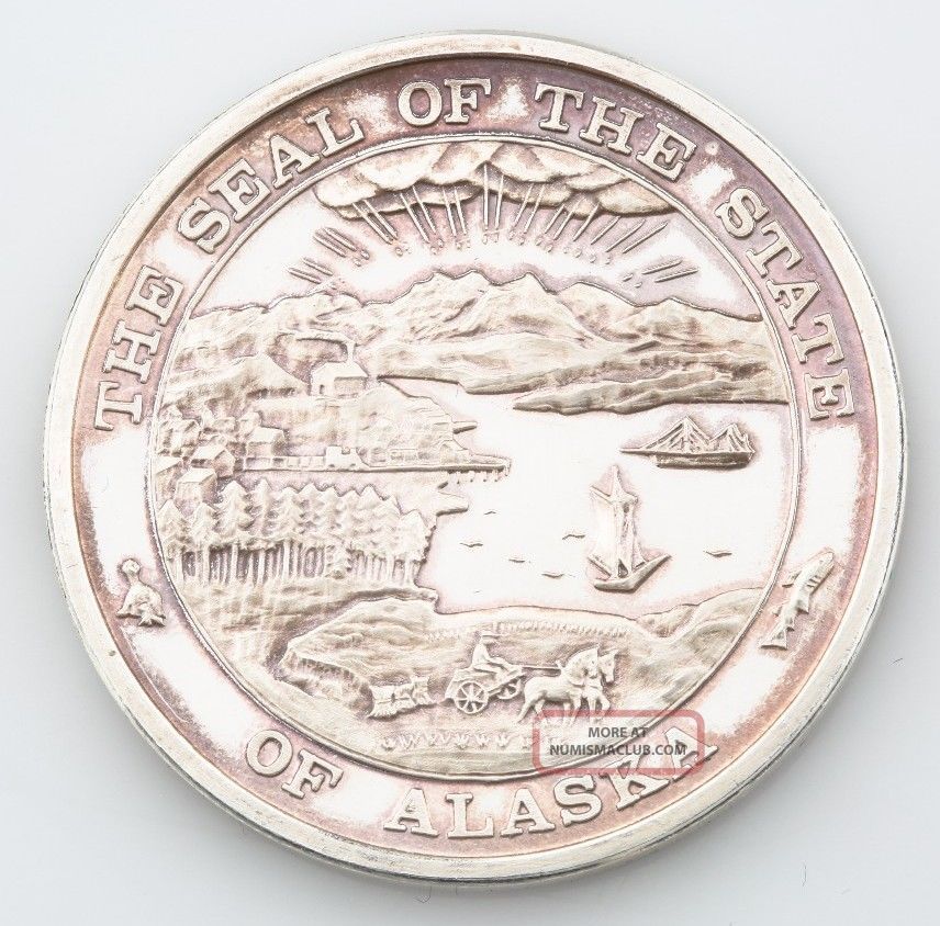 Alaska 1990 Salmon Sports Fishing Medallion 1 Oz. 999 Silver Round