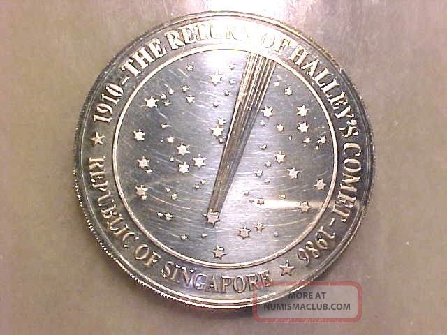 Halley ' S Comet Return 1910 - 1996 Commemorative 1 Oz Solid Silver ...