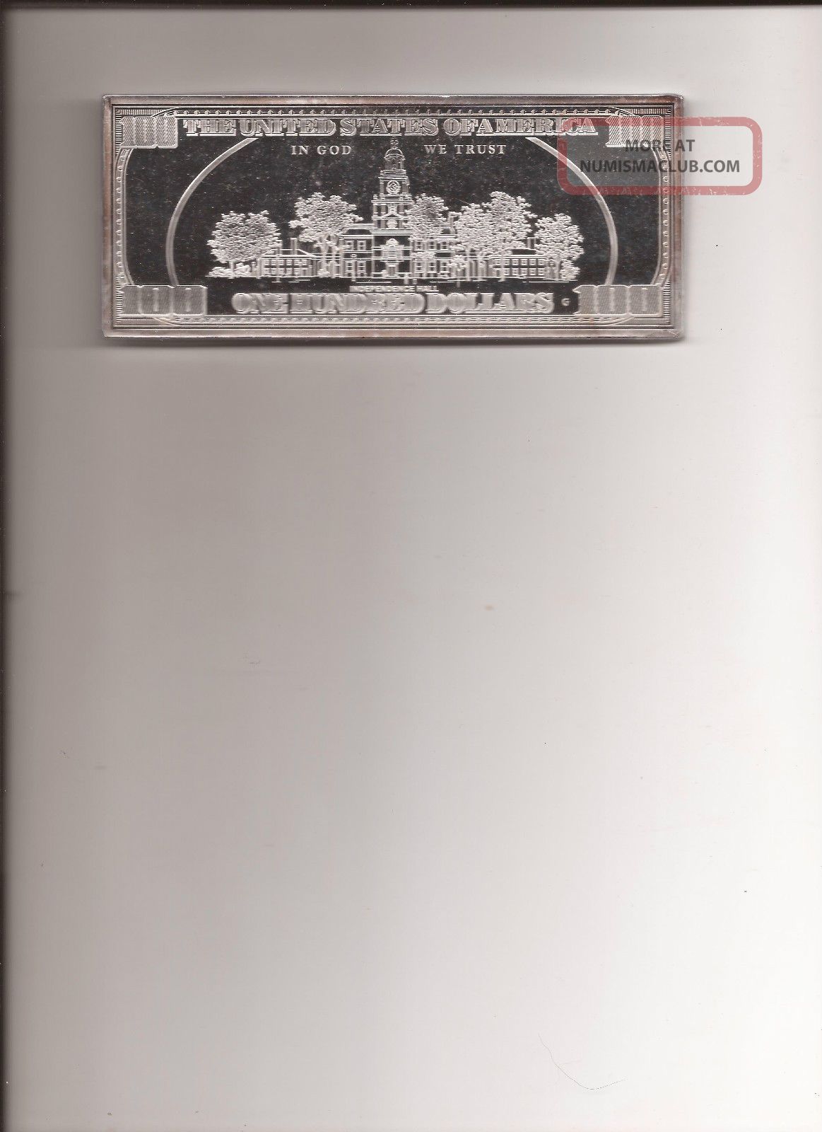 2000 Silver Certificate Proof 555, $100. 00 Note. 999 Pure Silver 4 ...
