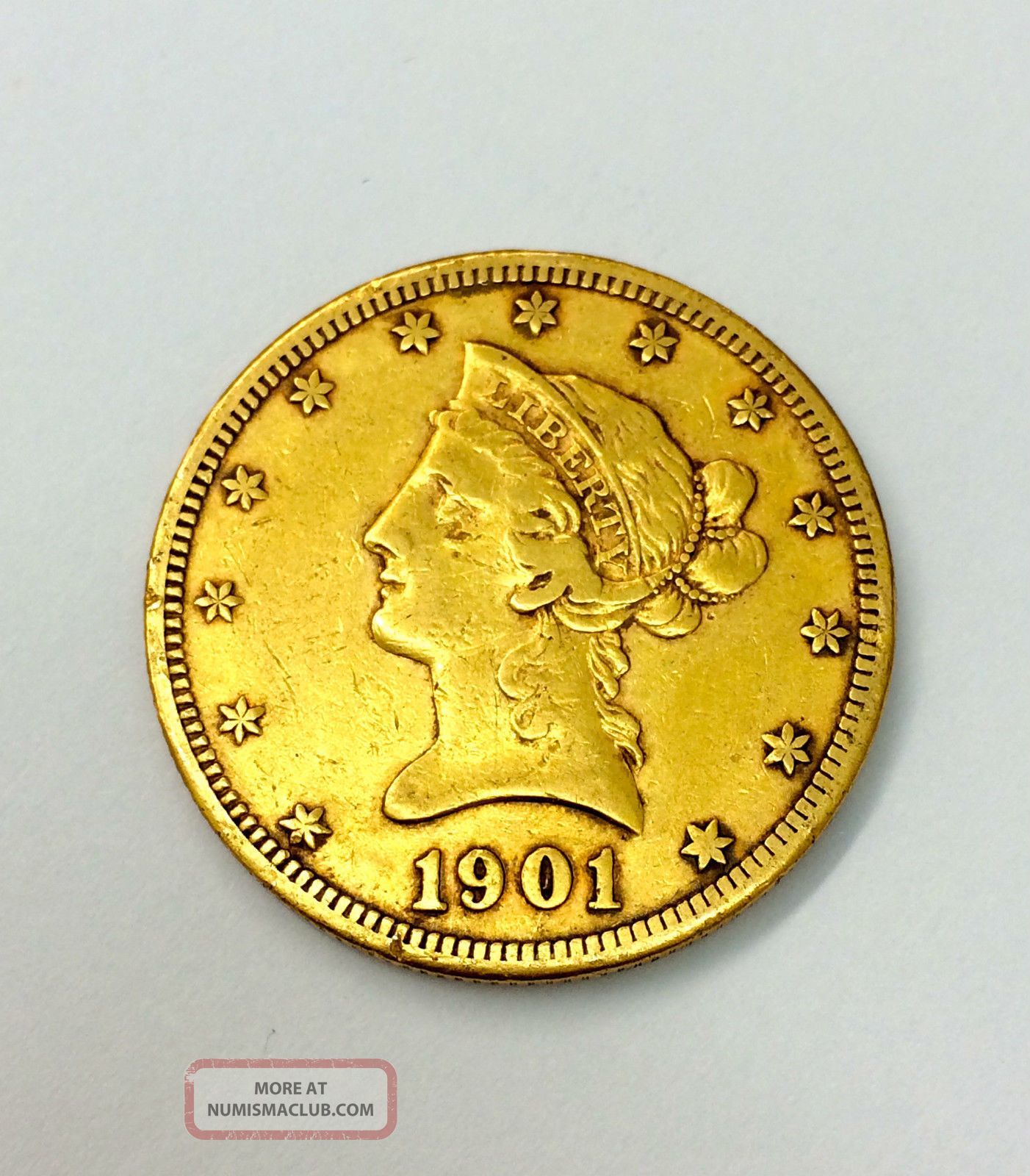 1901 $10 Liberty Head American Eagle United States Gold Coin