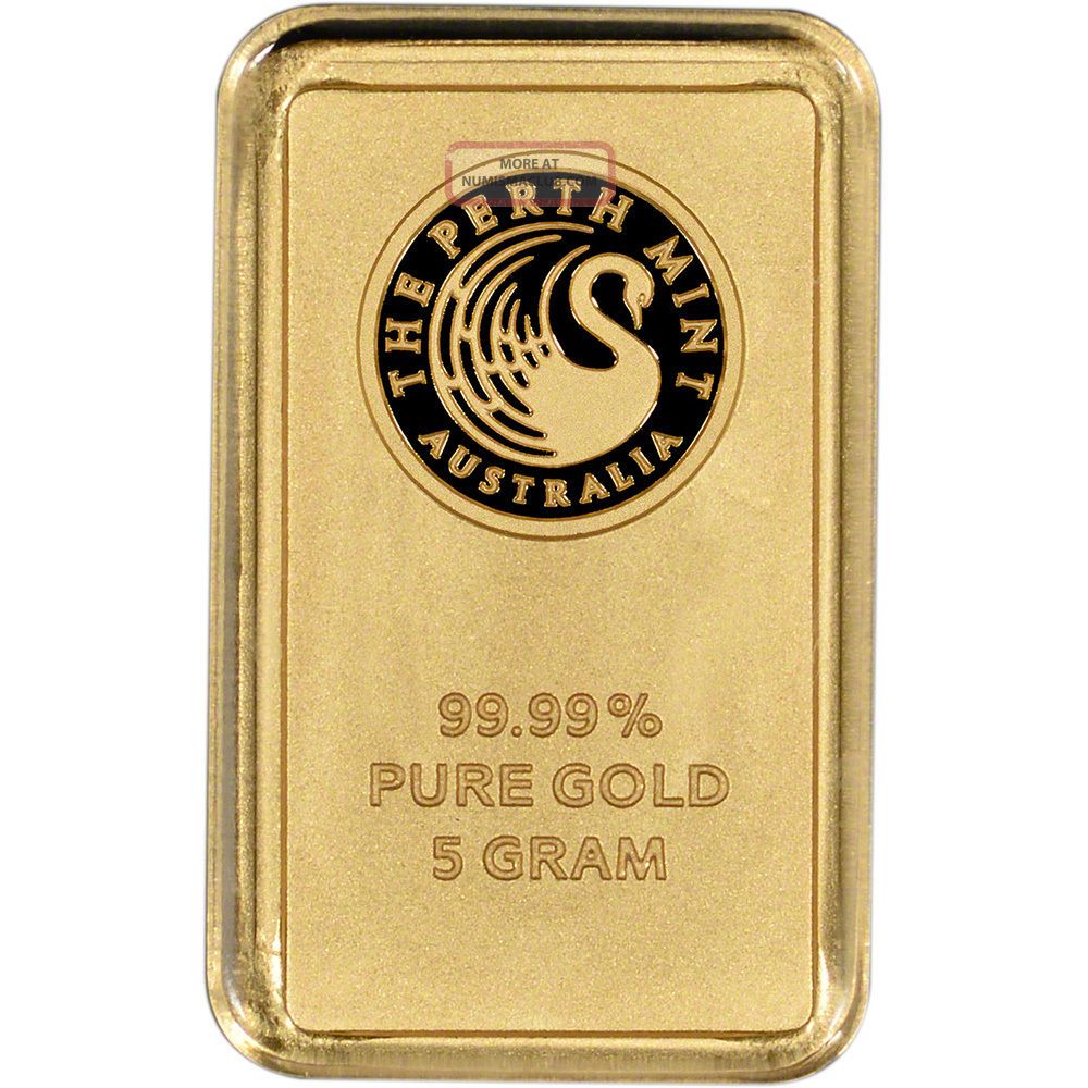 5 Gram Gold Bar - Perth - 99. 99 Fine In Assay